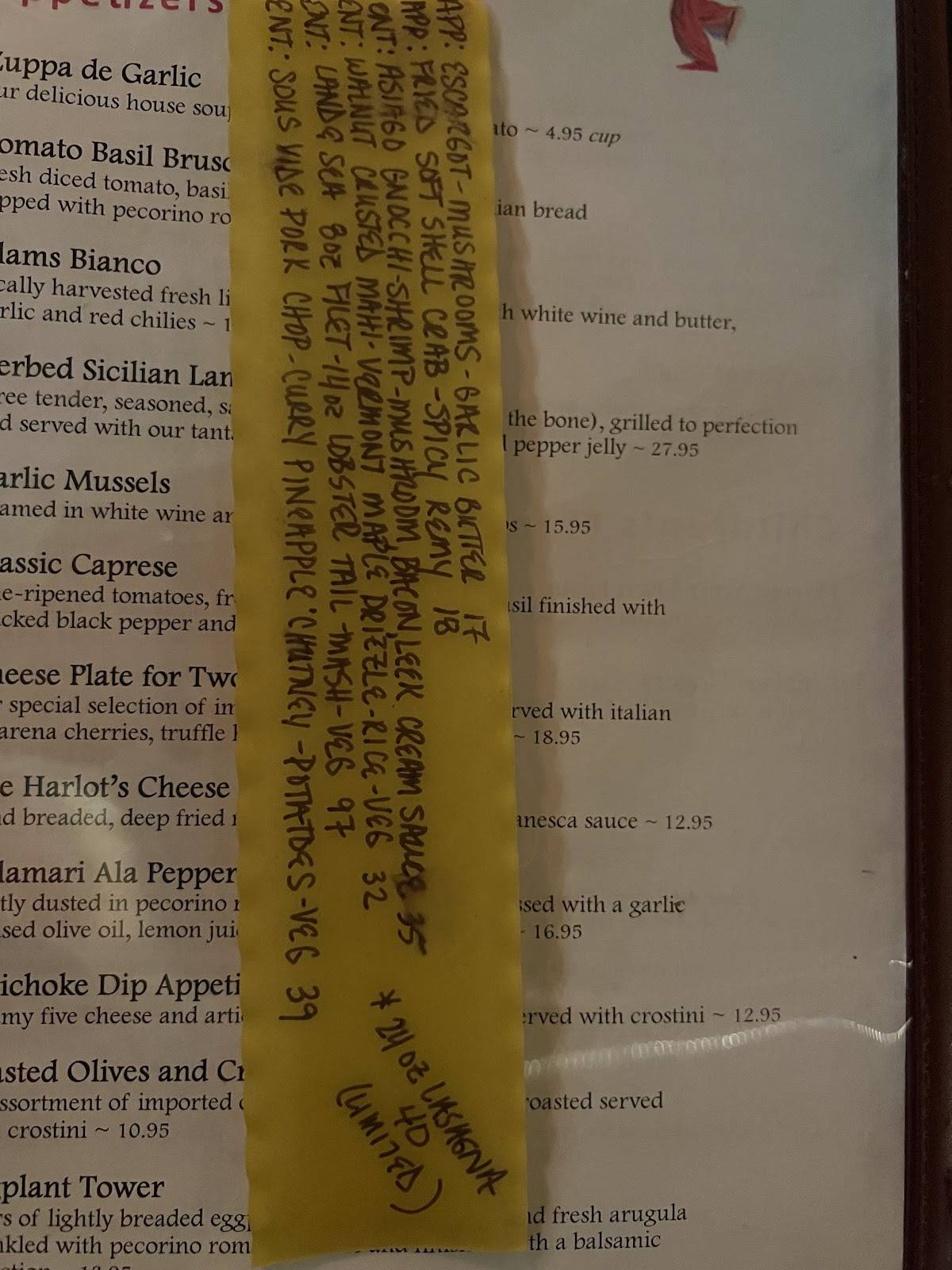 Menu at The Garlic restaurant, New Smyrna Beach, 556 E 3rd Ave