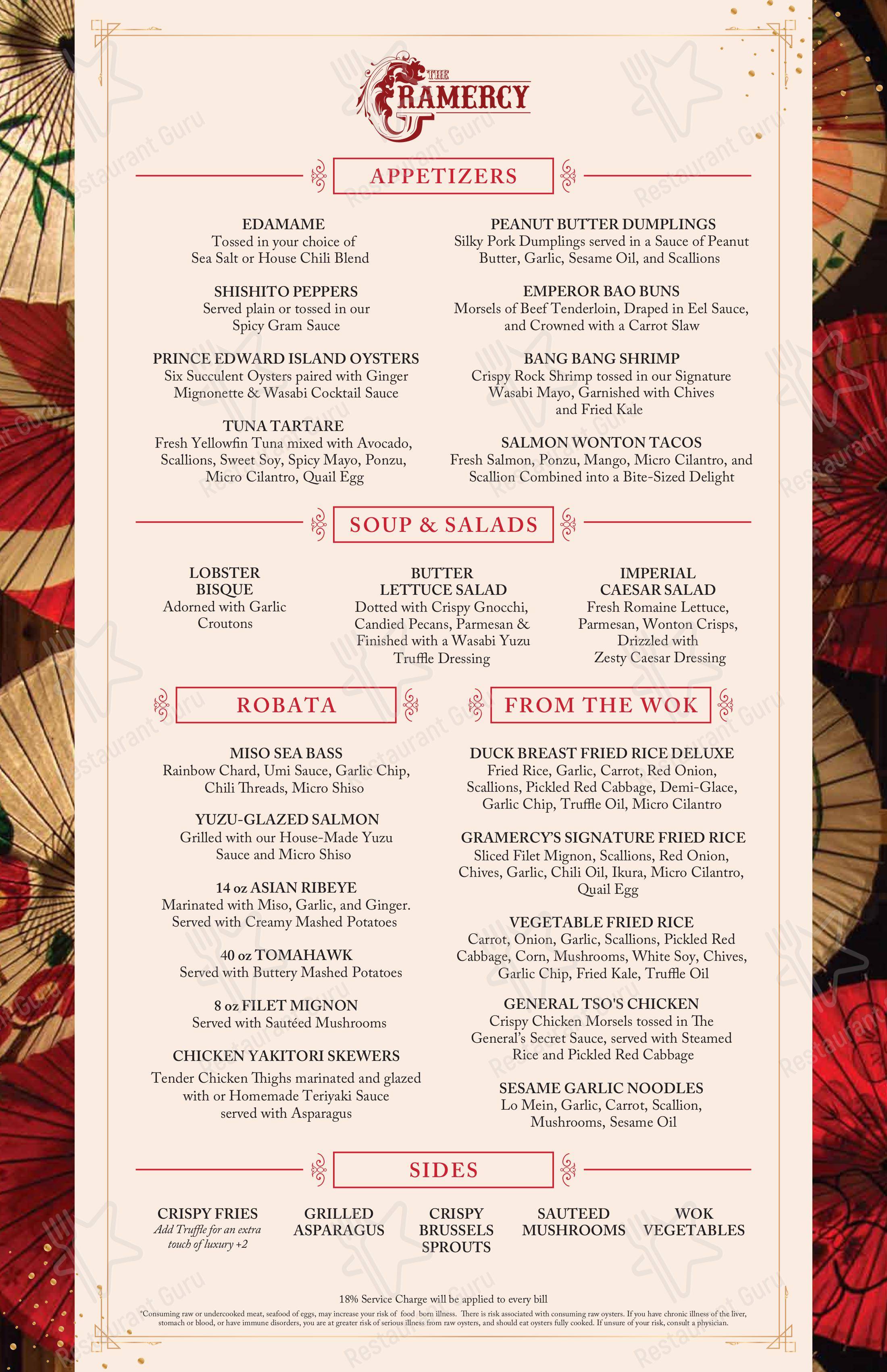 Menu at The Gramercy Miami pub & bar, Coral Gables