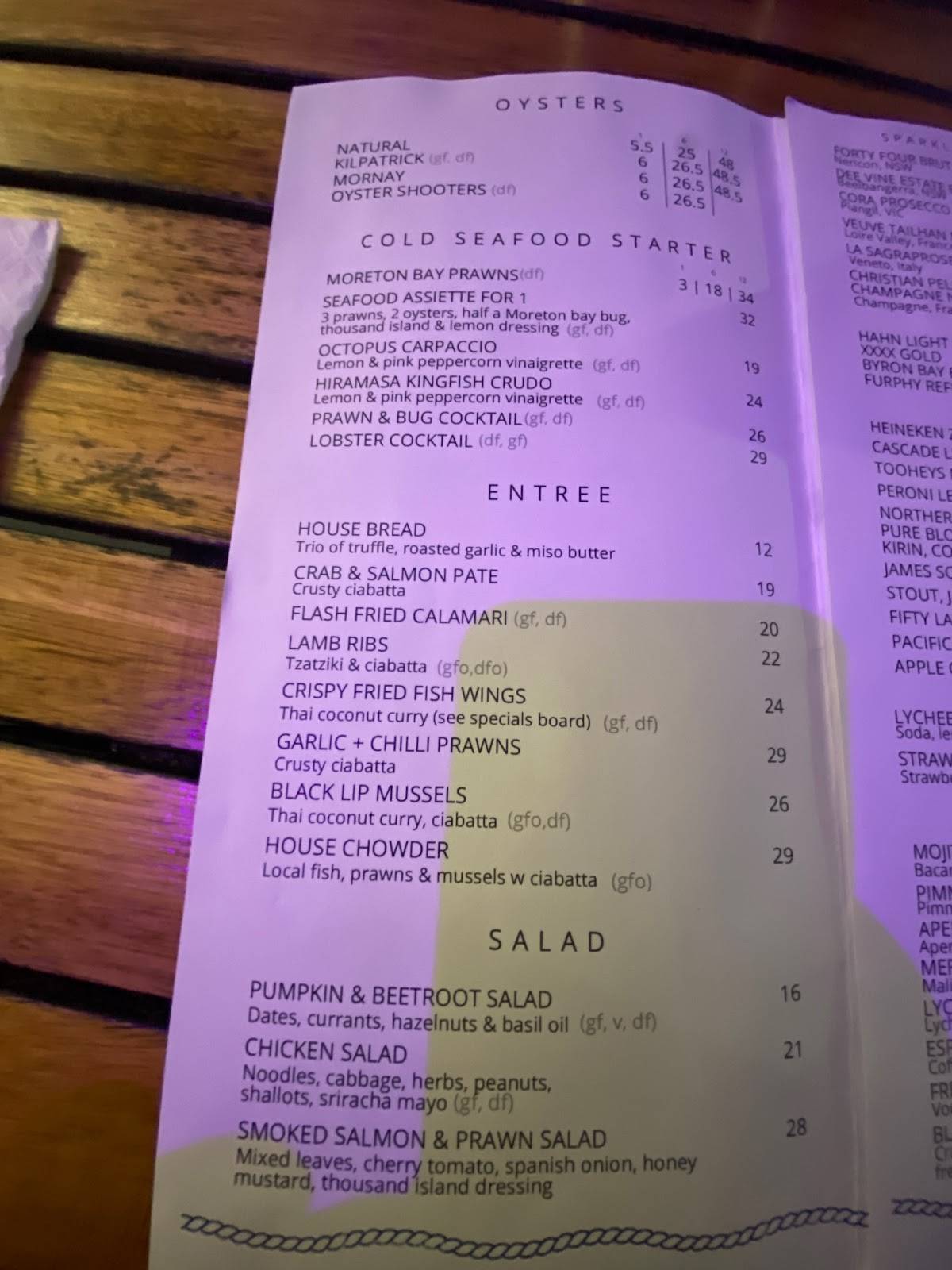 Menu at The Lighthouse Restaurant, Cleveland