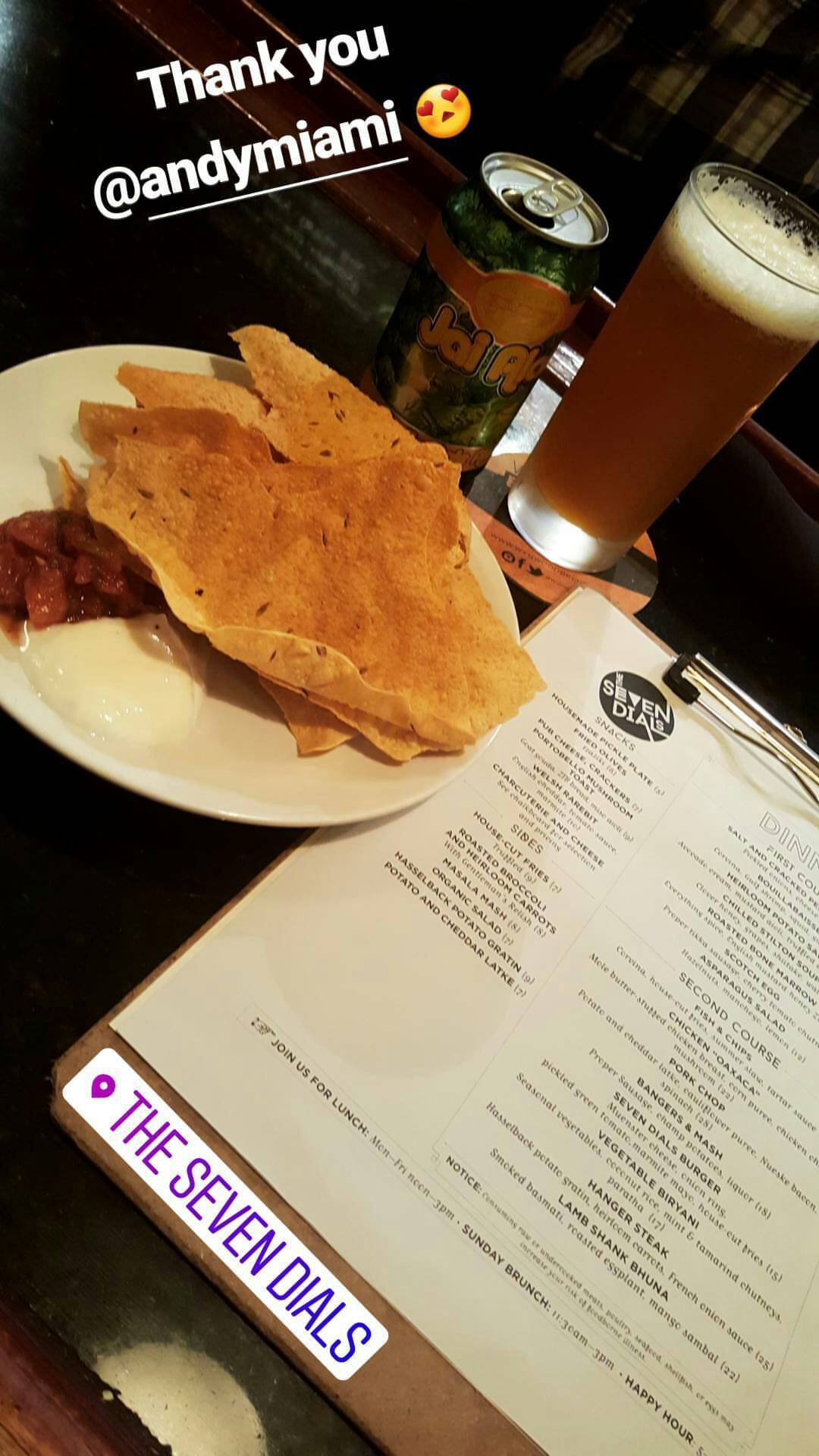 Menu at The Seven Dials pub & bar, Coral Gables