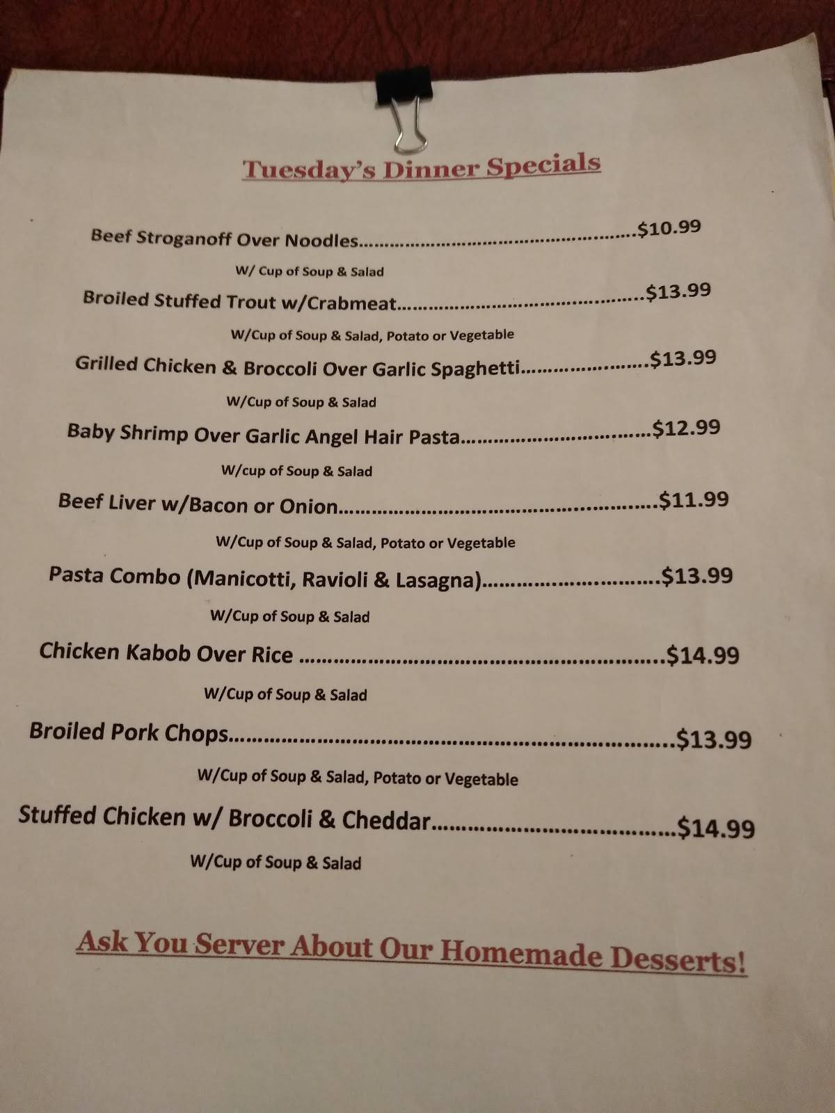 Menu at The Union Diner restaurant, Endwell
