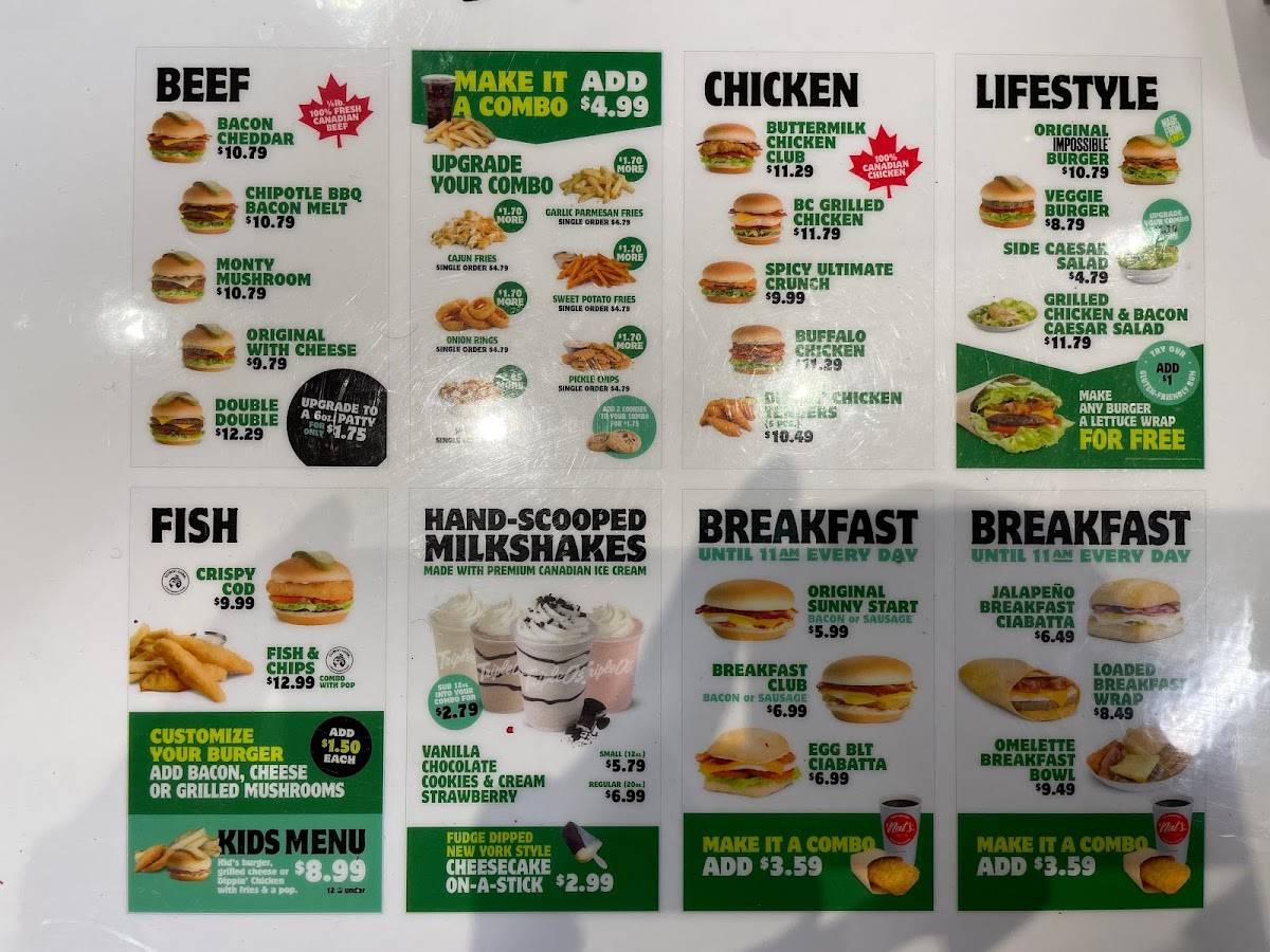Menu at Triple O's restaurant, Vancouver, Grandview Hwy