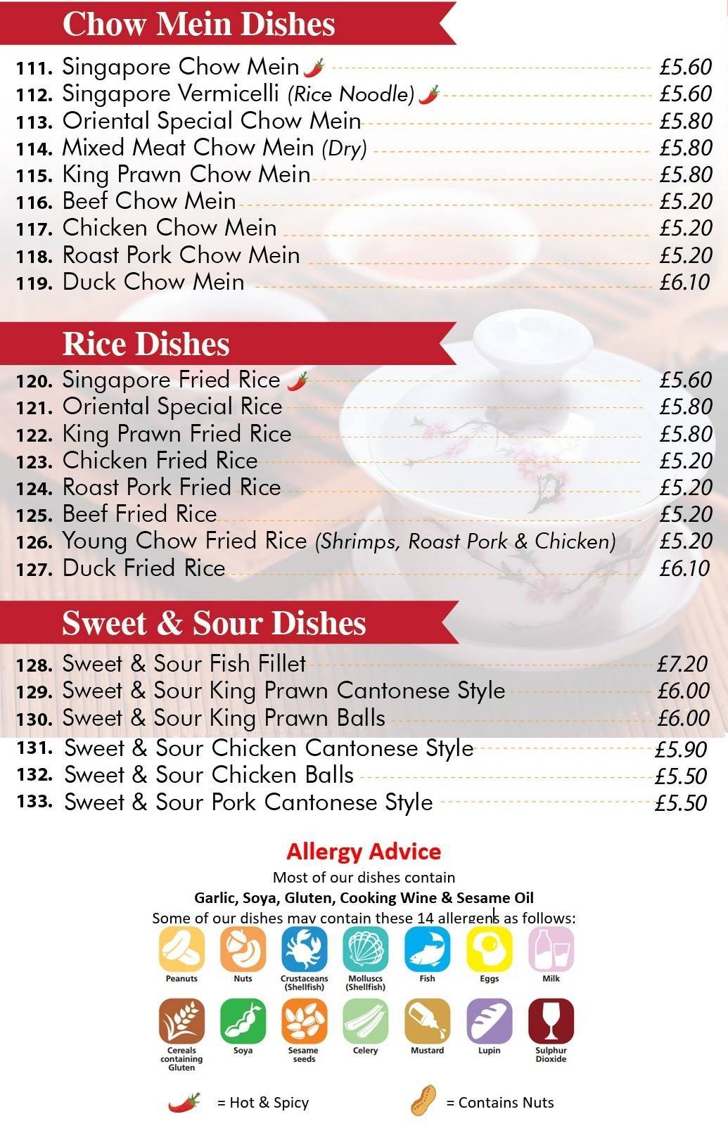Menu at Vineyard Cantonese Restaurant, Telford, 2A Vineyard Rd
