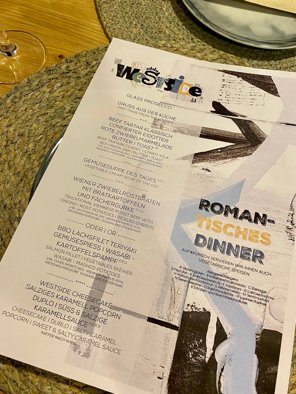 Speisekarte von Westside restaurant, Wien