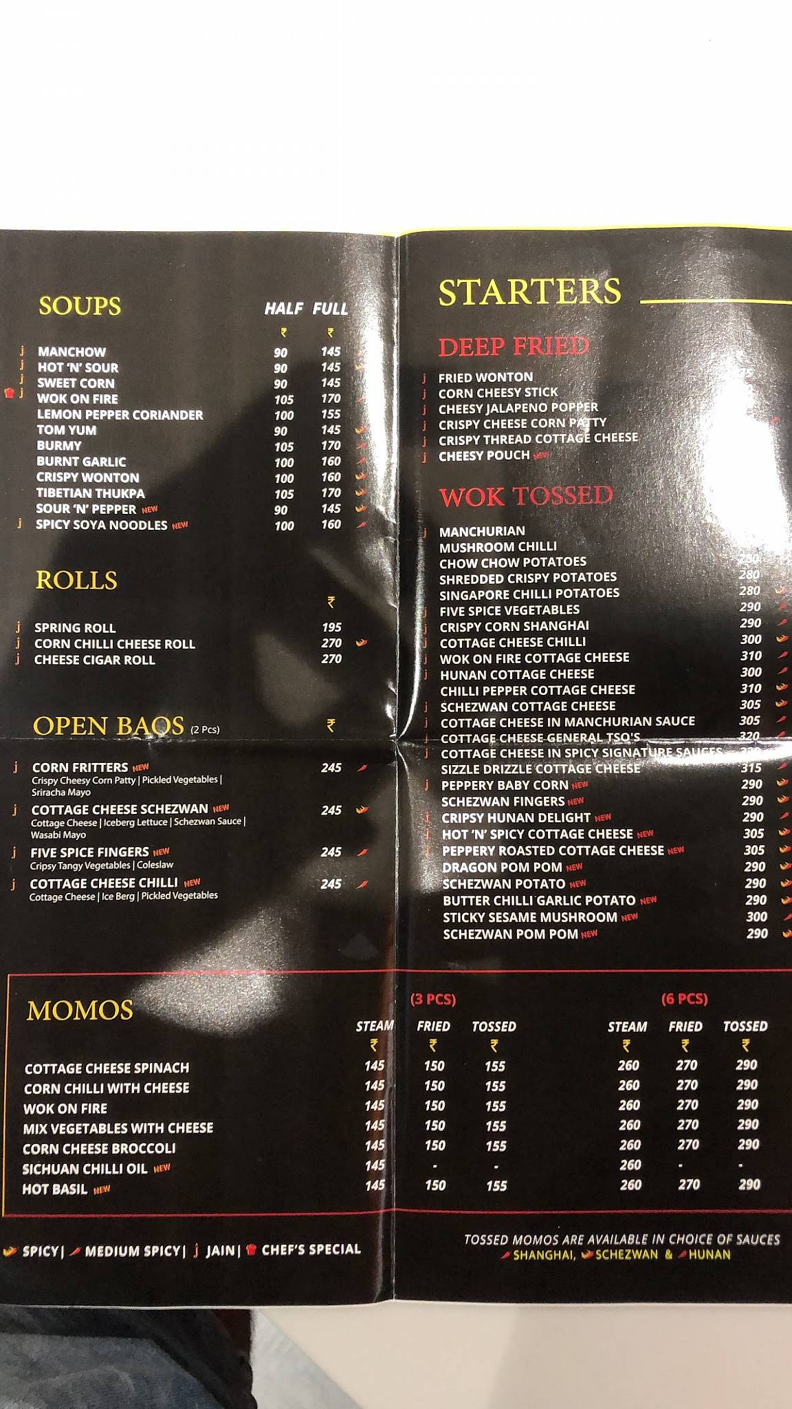 Menu at Wok On Fire, Vapi