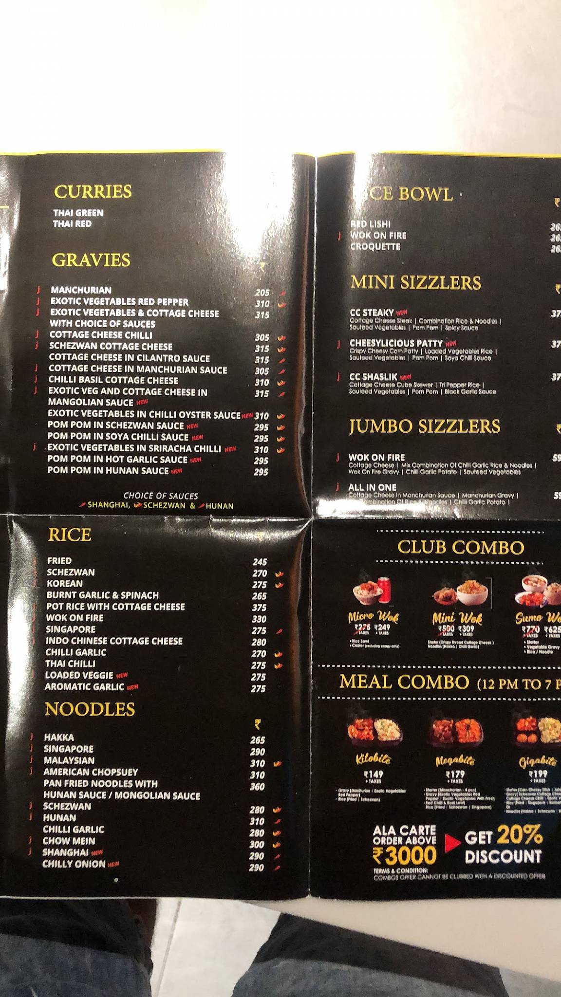 Menu at Wok On Fire, Vapi