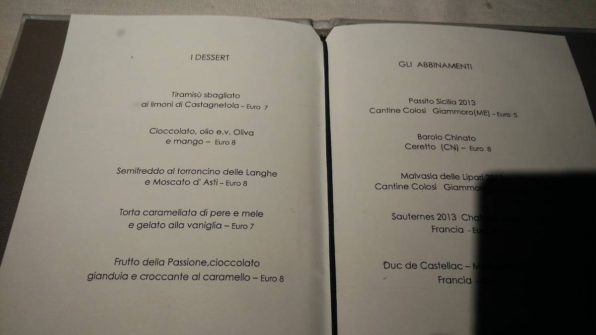 Menu da Ristorante Il Trillo, Massa
