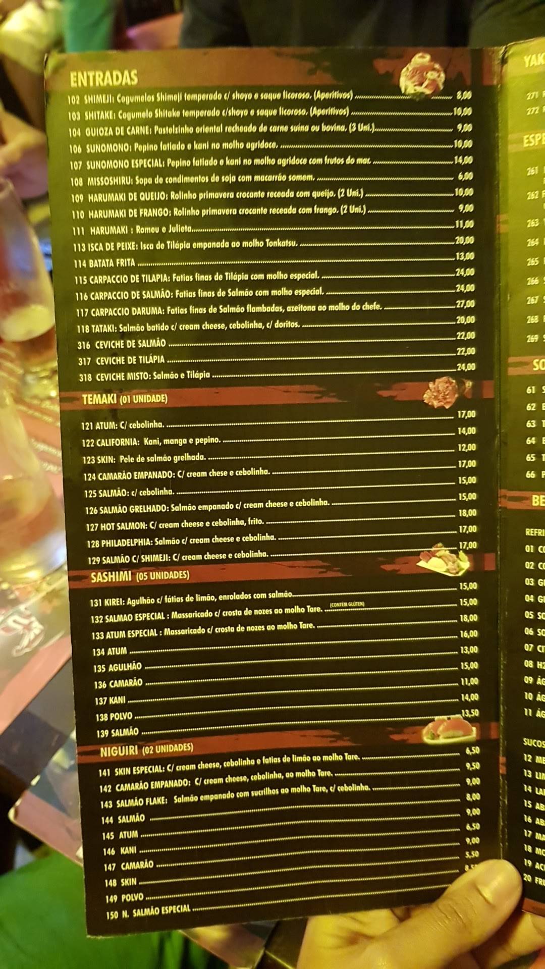 Menu em Restaurante Daruma, Uberaba
