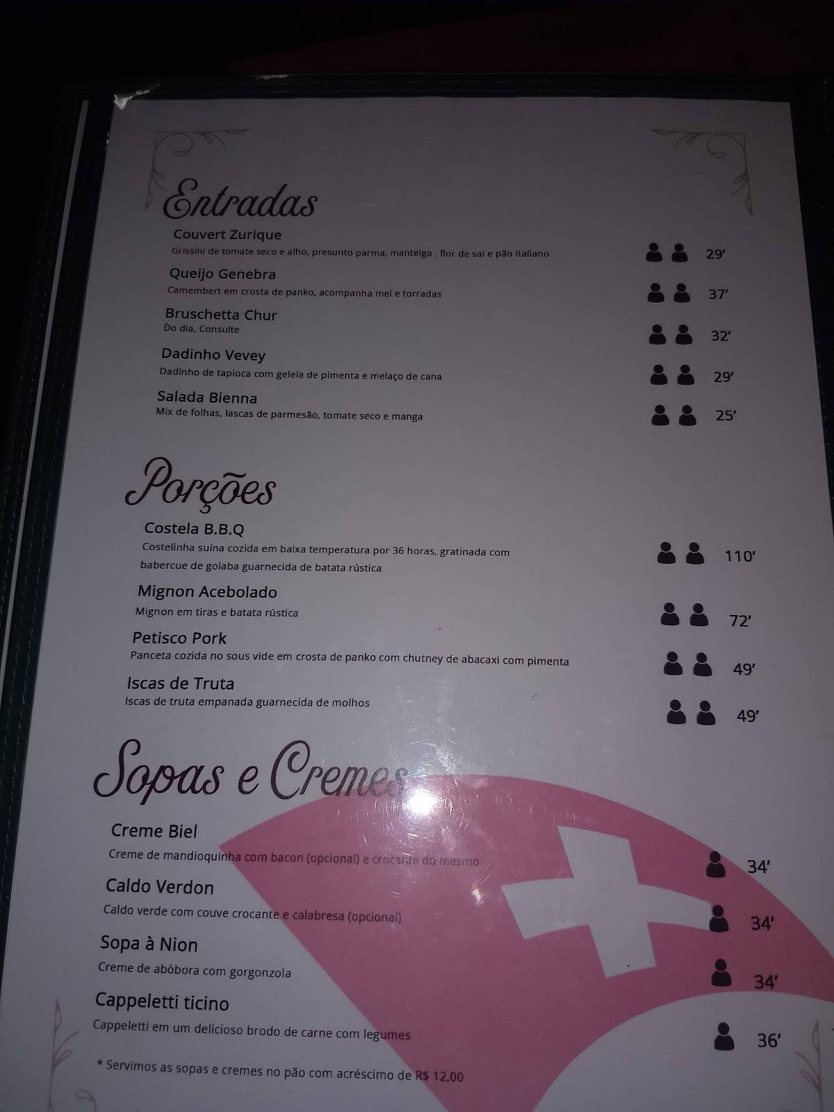 Menu em Saint Moritz restaurante, Campos do Jordão, Av. Dr - Av. Paulo ...