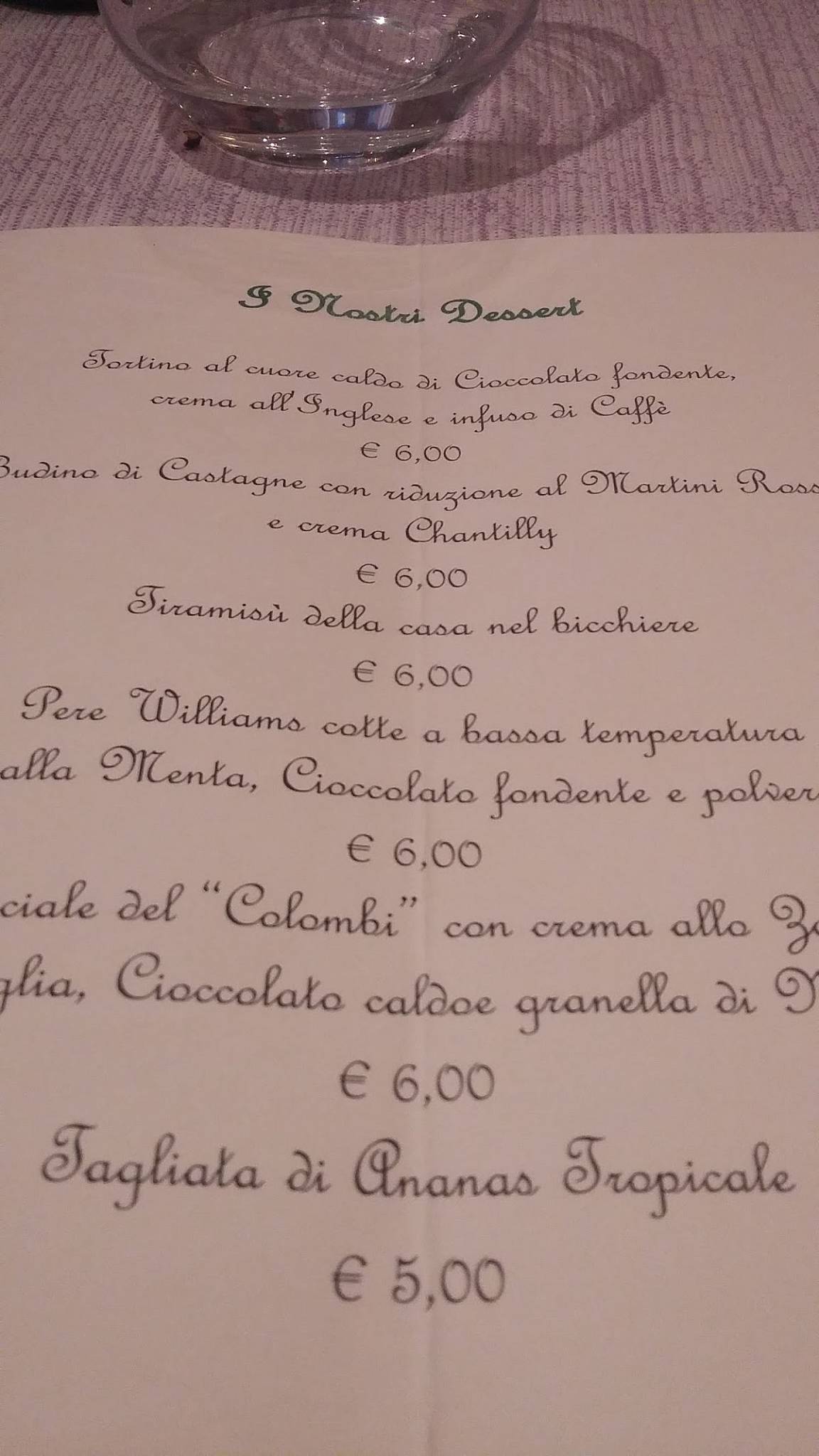 Menu da Ristorante Colombi Tradizione e Innovazione, Montù Beccaria