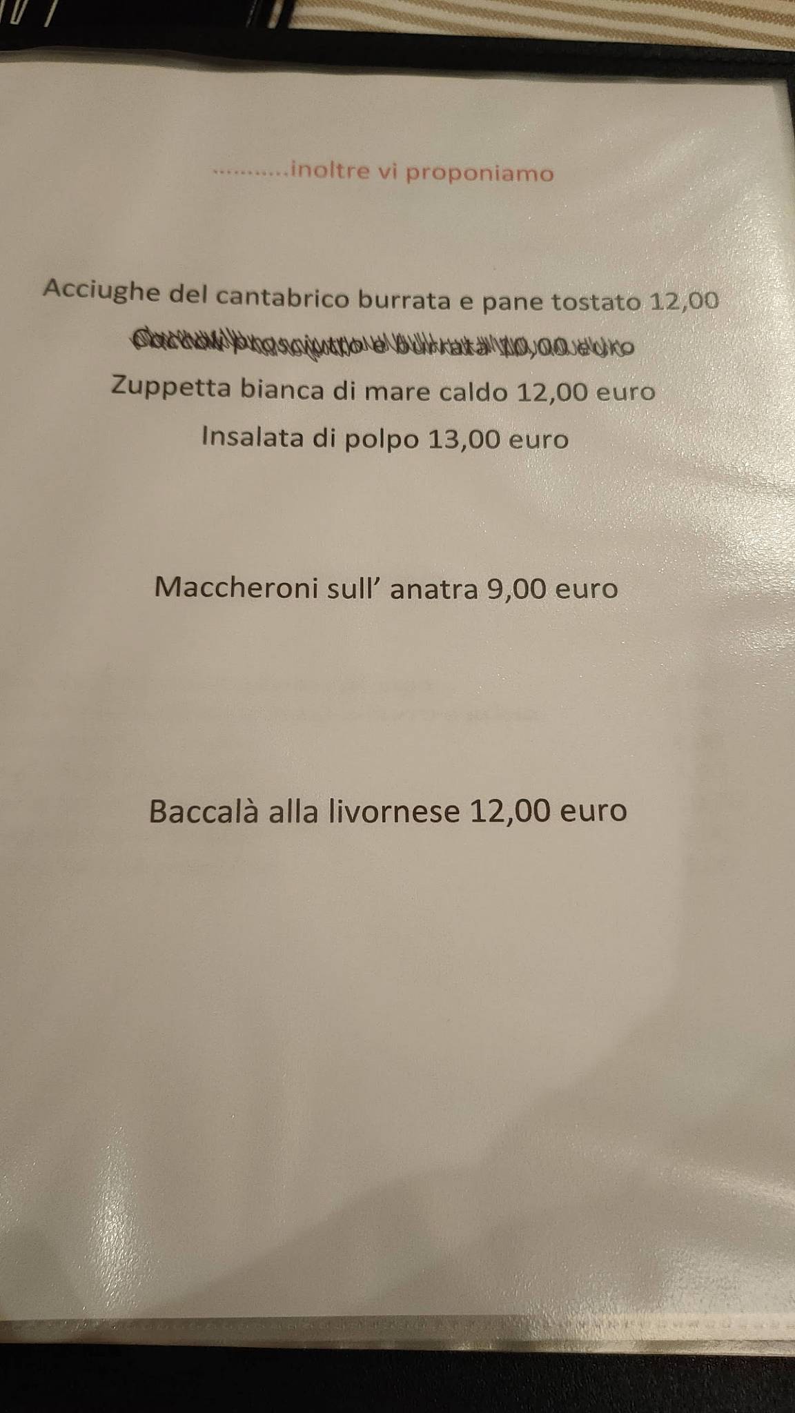 Menu da Ristorante Il Postino, Pistoia