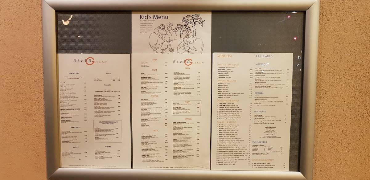 Menu at River Grille restaurant, Easton