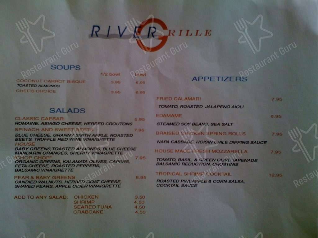 Menu at River Grille restaurant, Easton