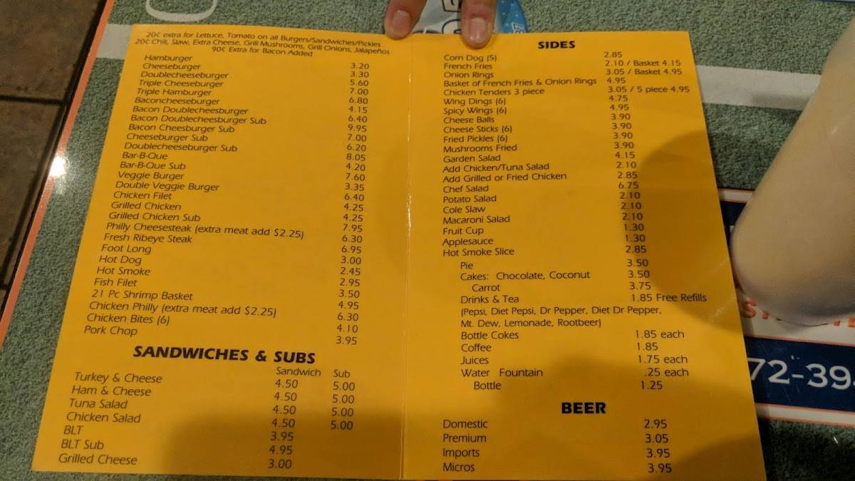 Menu at Riverside Lunch restaurant, Charlottesville