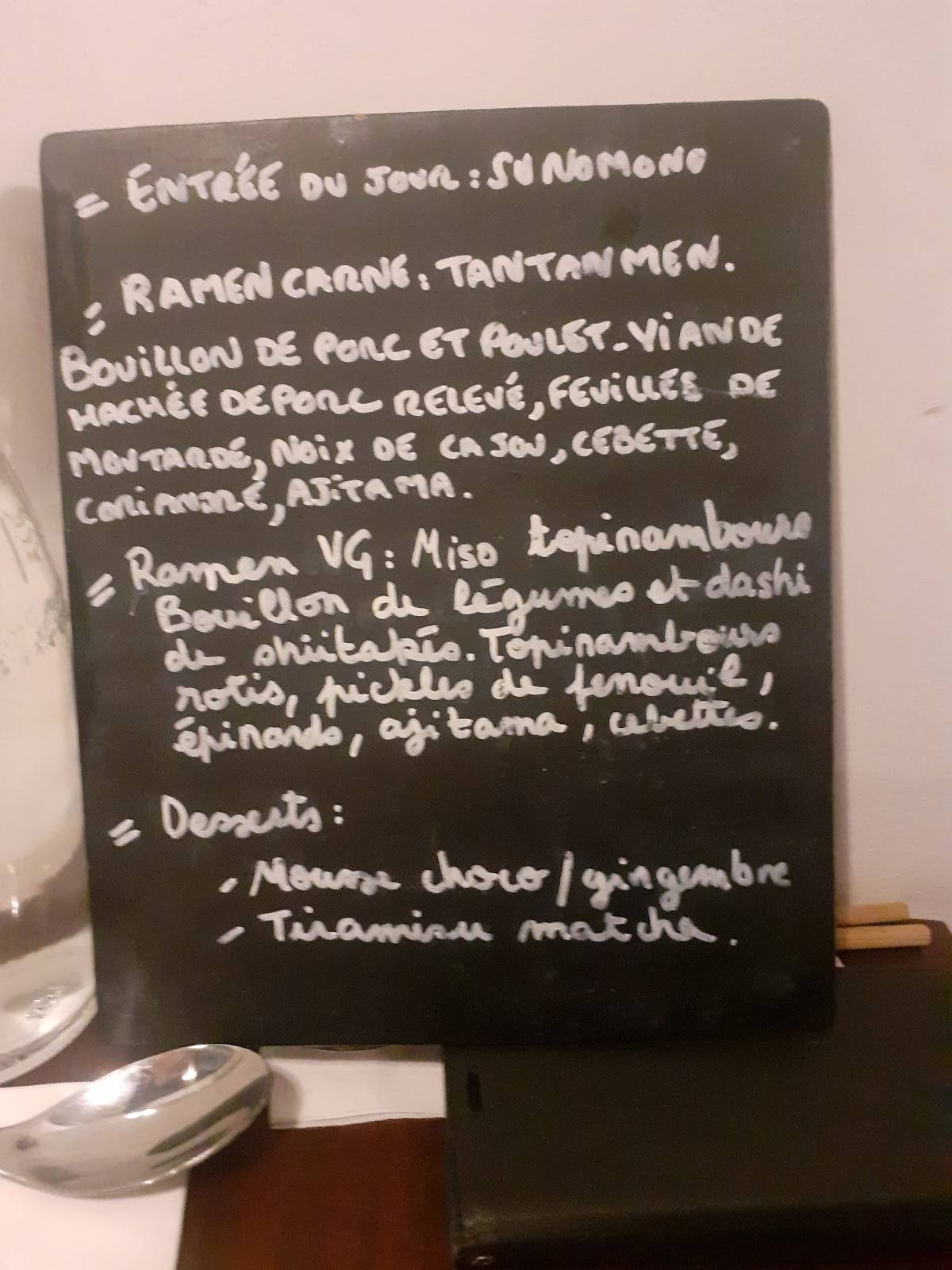 Menu at Robato restaurant, Marseille