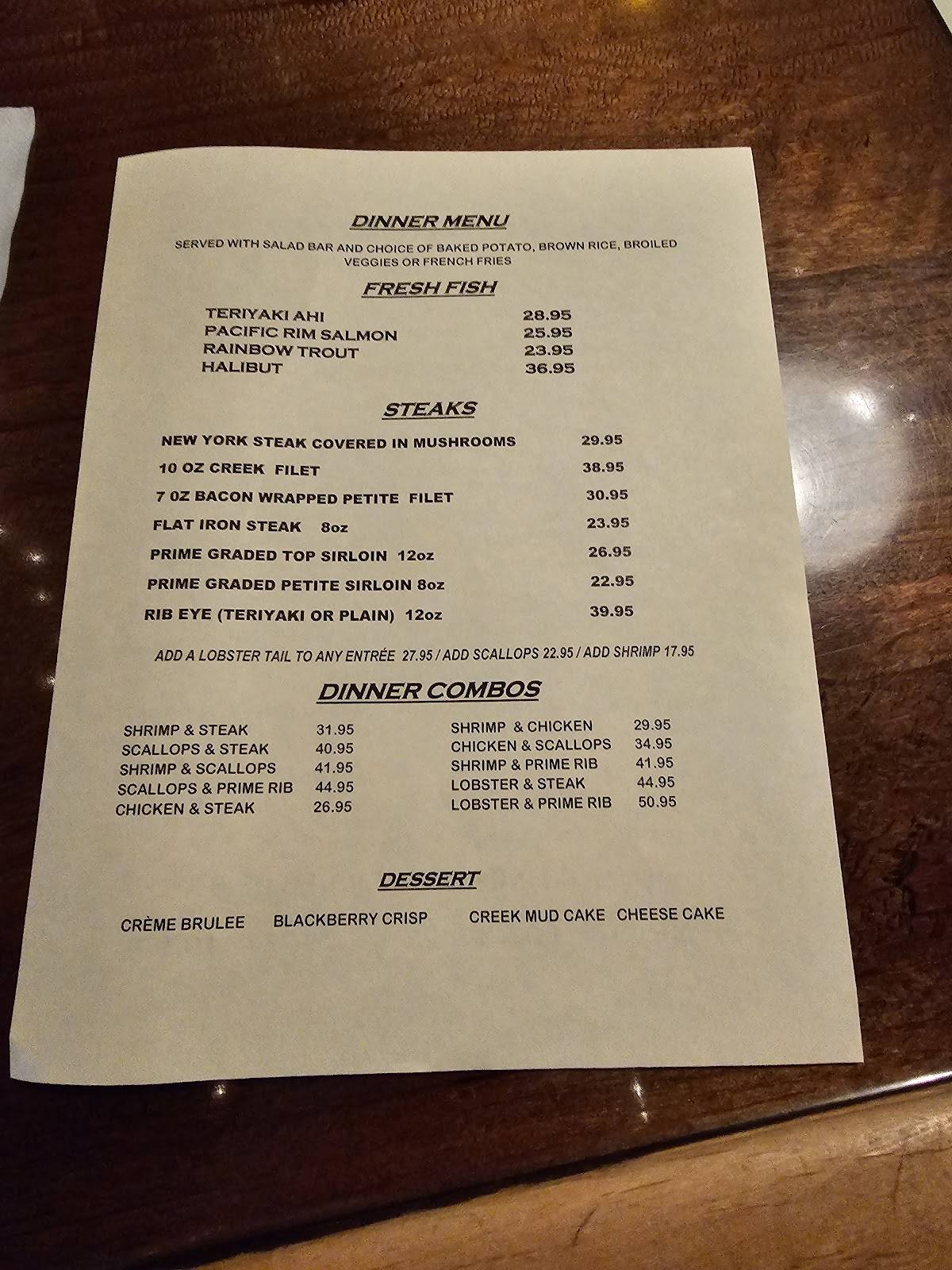 Menu at Rock Creek Restaurant, Twin Falls