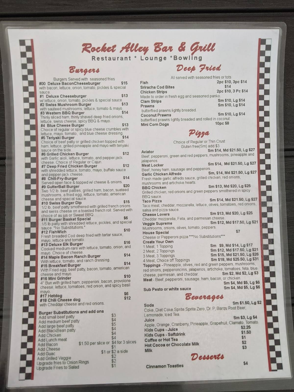 Menu at The Alley Bar & Grill, Arlington