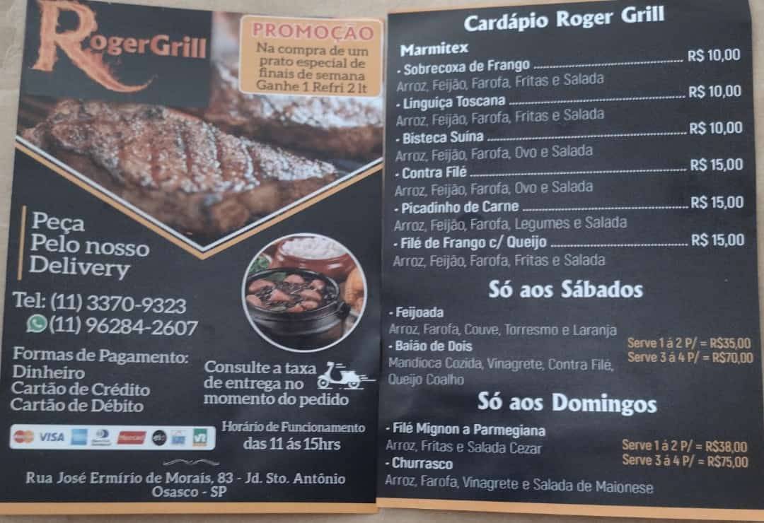 Menu em Roger grill, Osasco