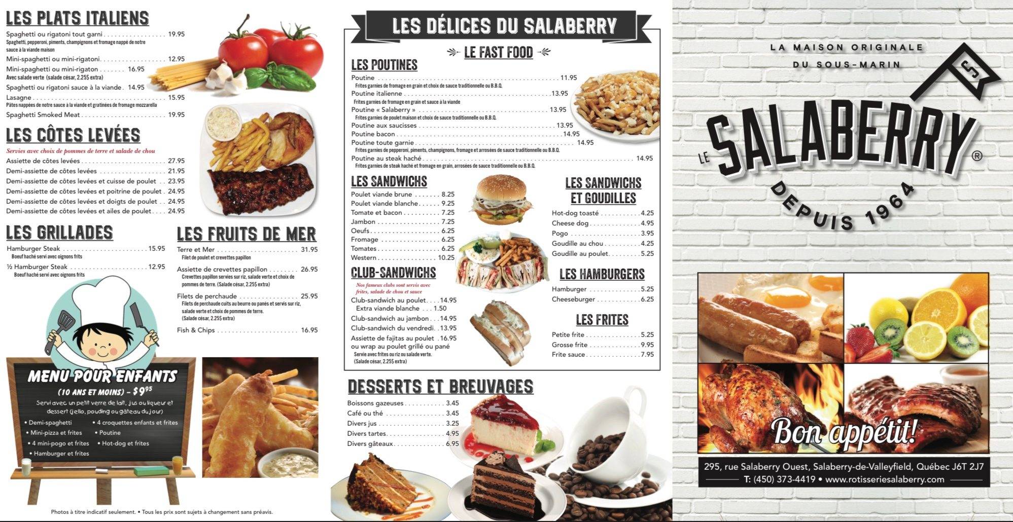 Menu au Restaurant Le Salaberry, Salaberry-de-Valleyfield, 295 Rue ...