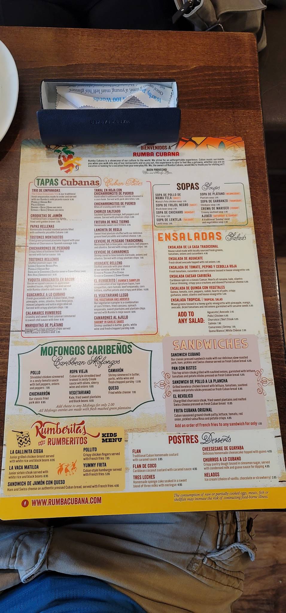 Menu at Rumba Cubana - Guttenberg pub & bar, Guttenberg, Boulevard E