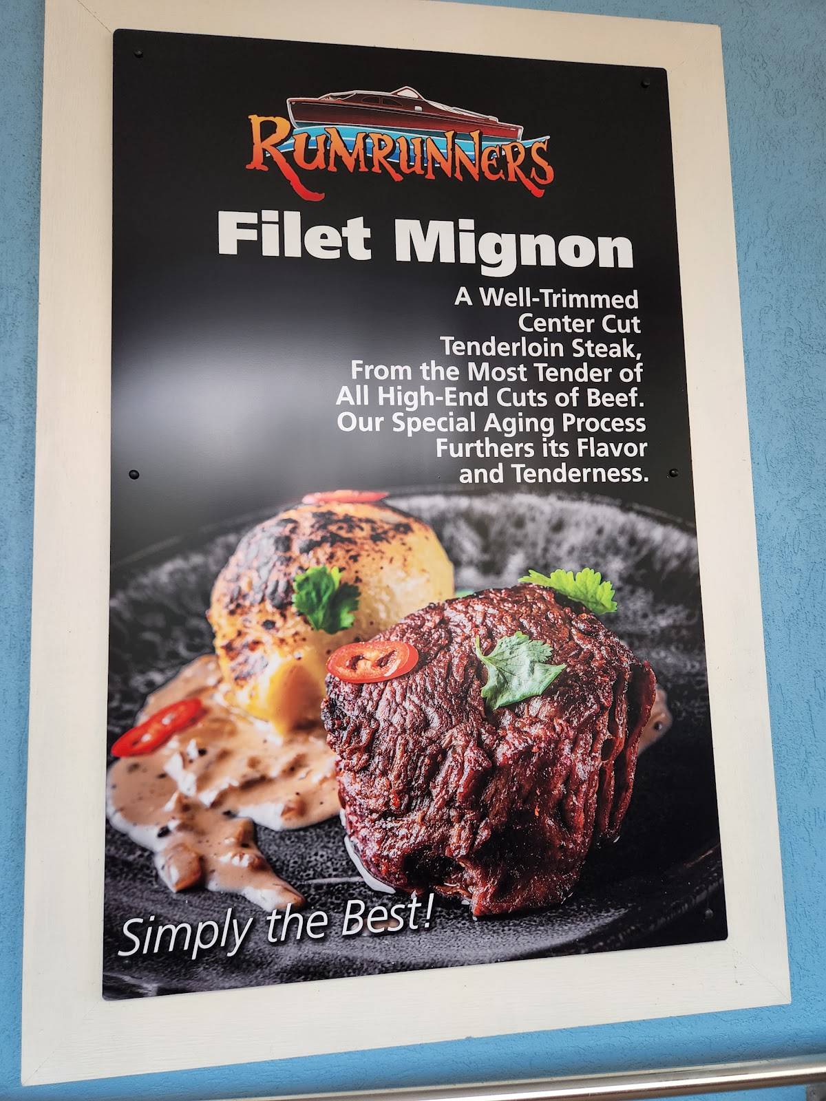 Menu at Rumrunners steakhouse, Cape Coral, Cape Harbour Dr