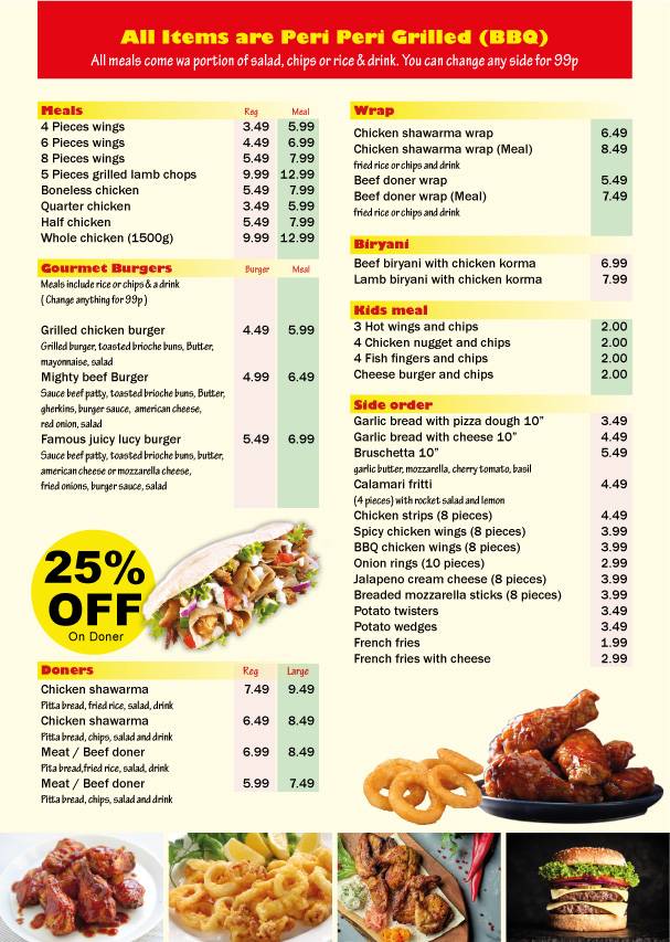 Menu at Seven Star Foods restaurant, London