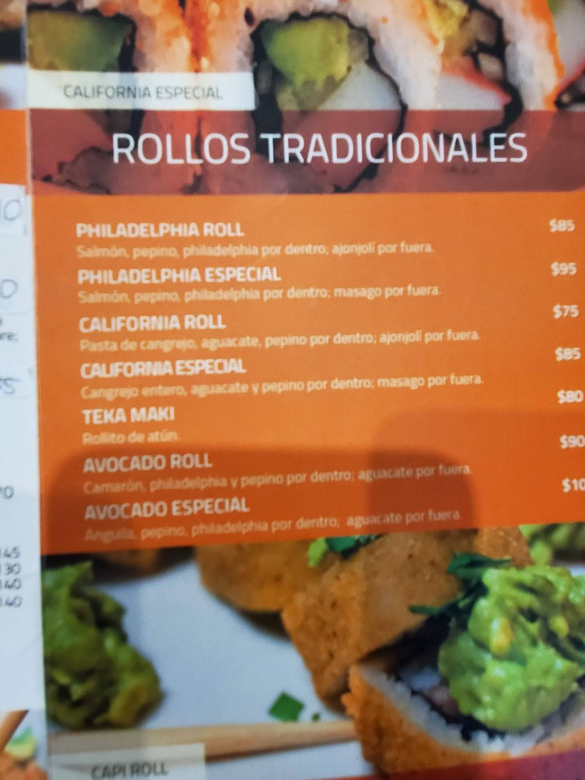 Carta de SORA Sushi Bar (Valle Alto), Matamoros, Av Gral Carlos Salazar 3