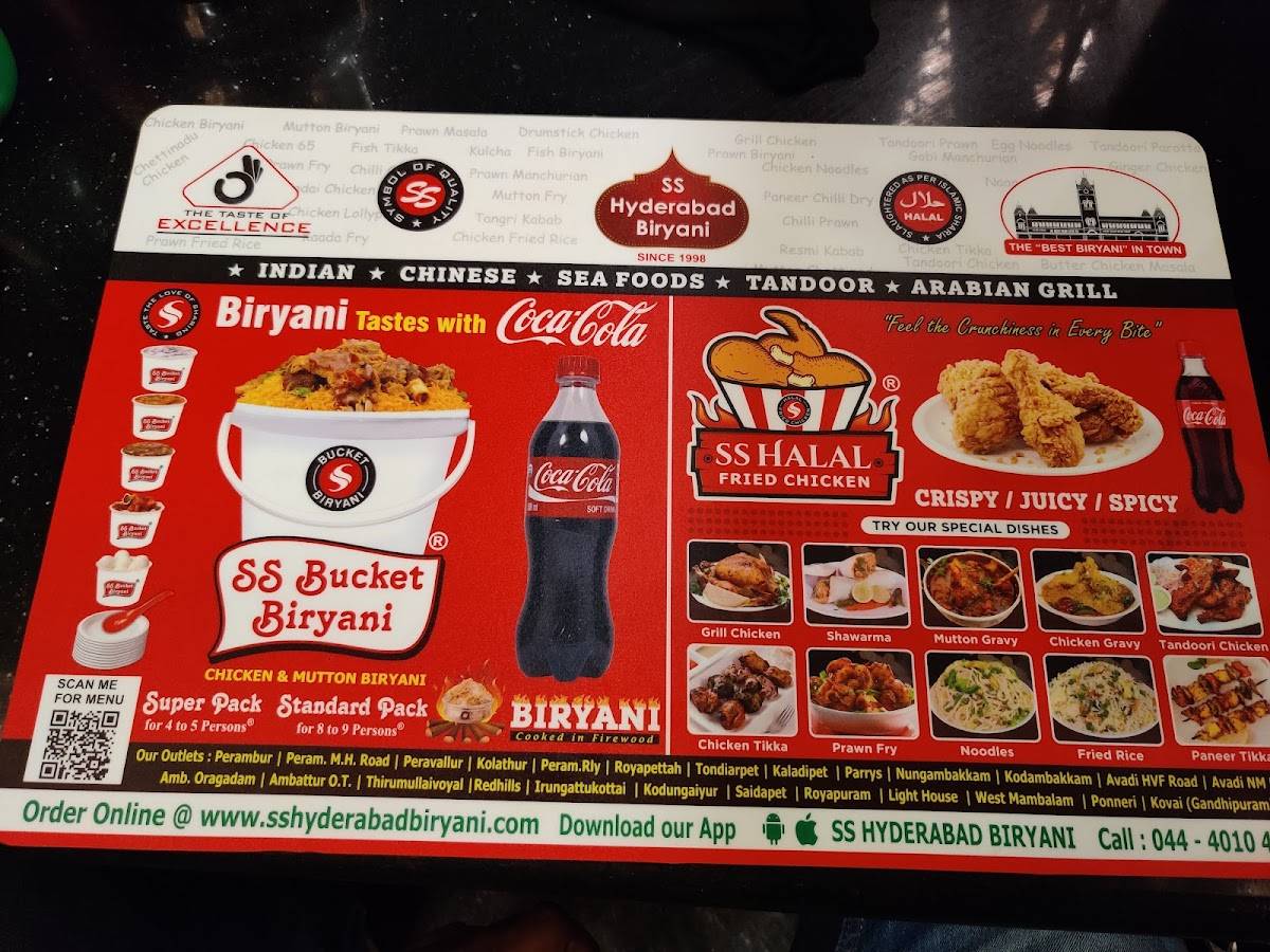 Menu at SS Hyderabad Biryani, Chennai, 9