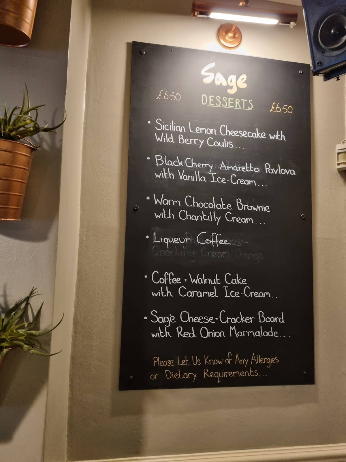 Menu at Sage pub & bar, Grimsby