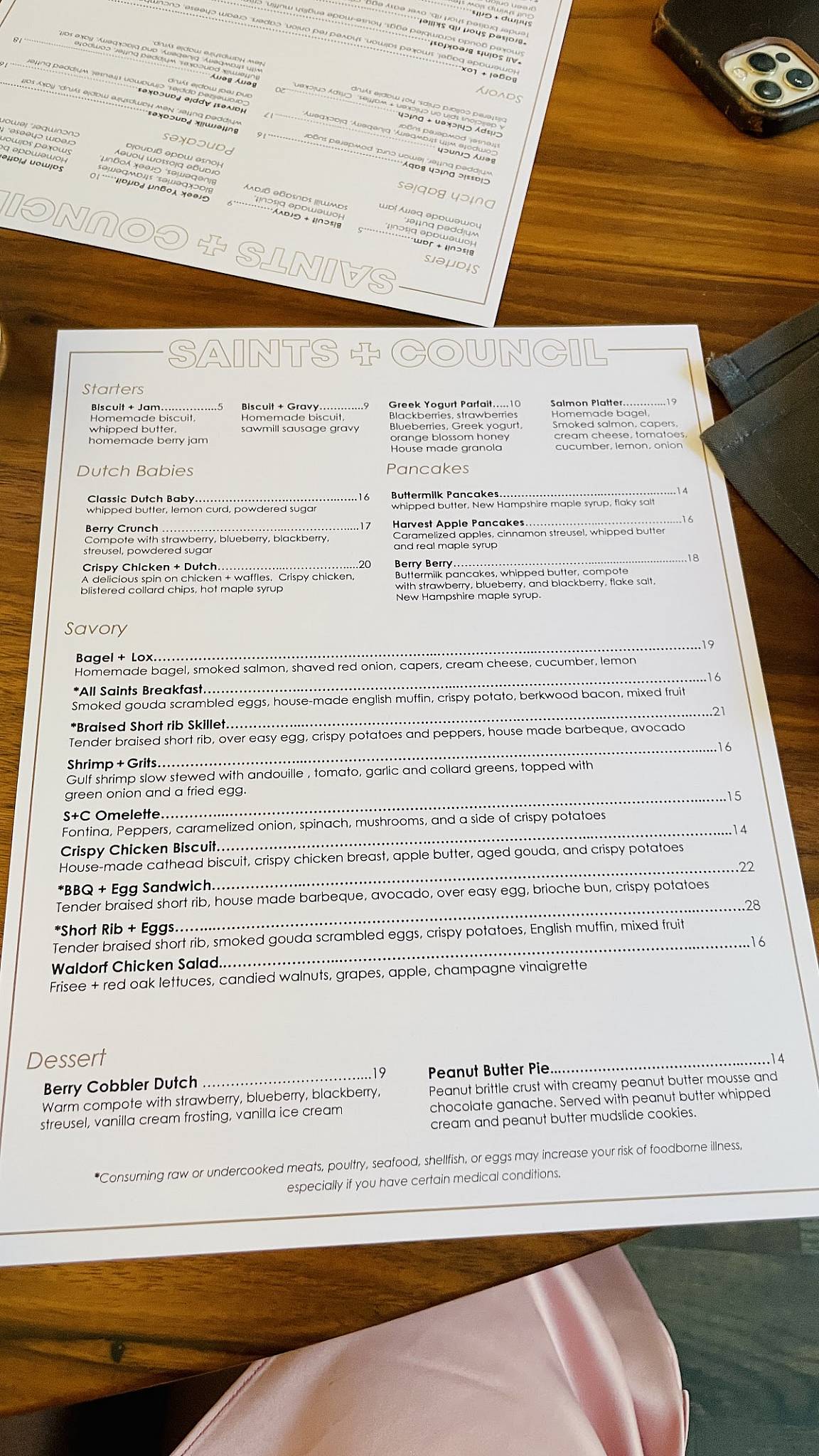Menu at Saints + Council pub & bar, Atlanta