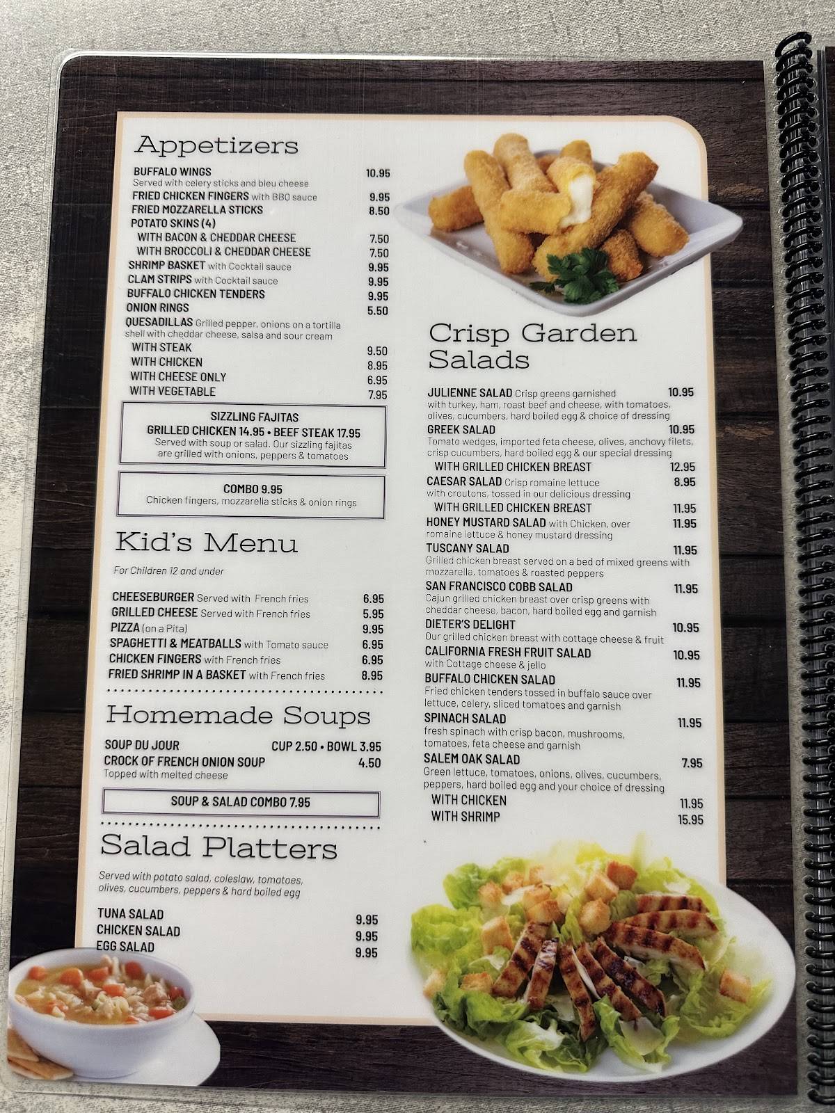 Menu at Salem Oak Diner fast food, Salem, 113 W Broadway