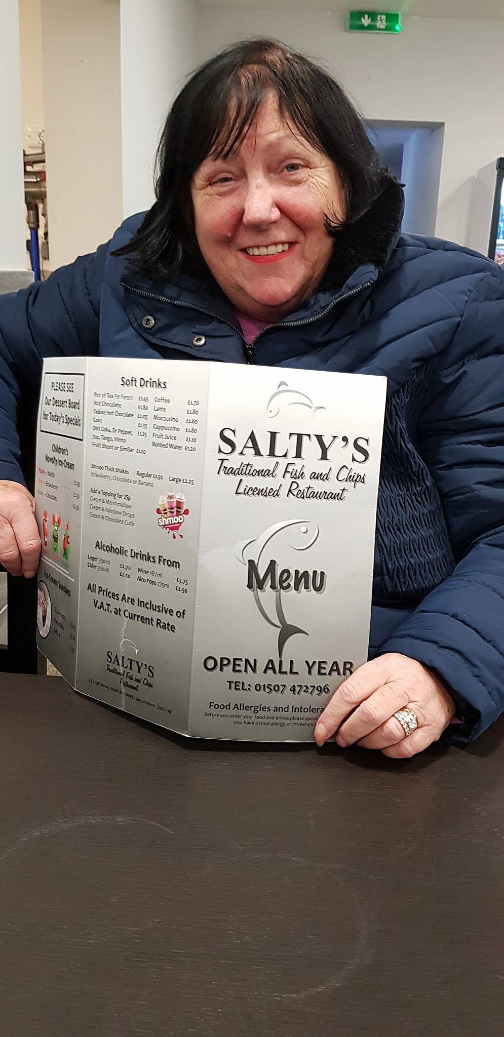 Menu at Salty's Mablethorpe Fish and Chip take away and restaurant ...