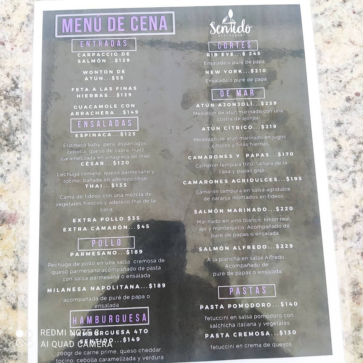 Menu at 4to Sentido Restaurante, San Antonio Tlayacapan