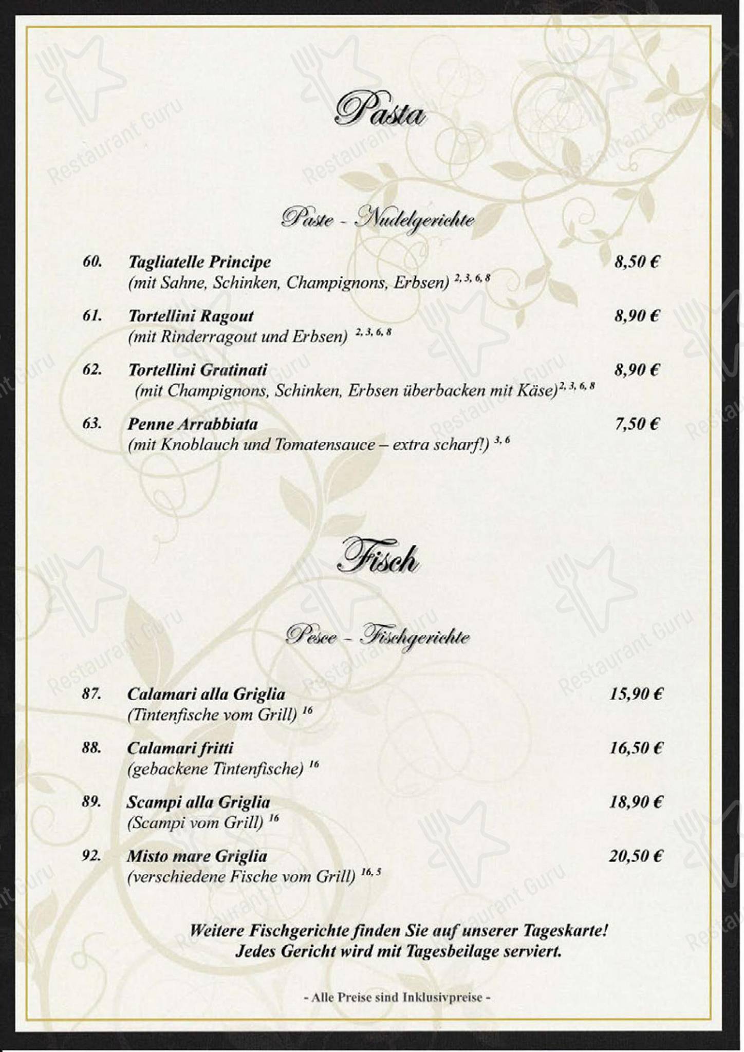 Speisekarte von Ristorante San Remo restaurant, Eching