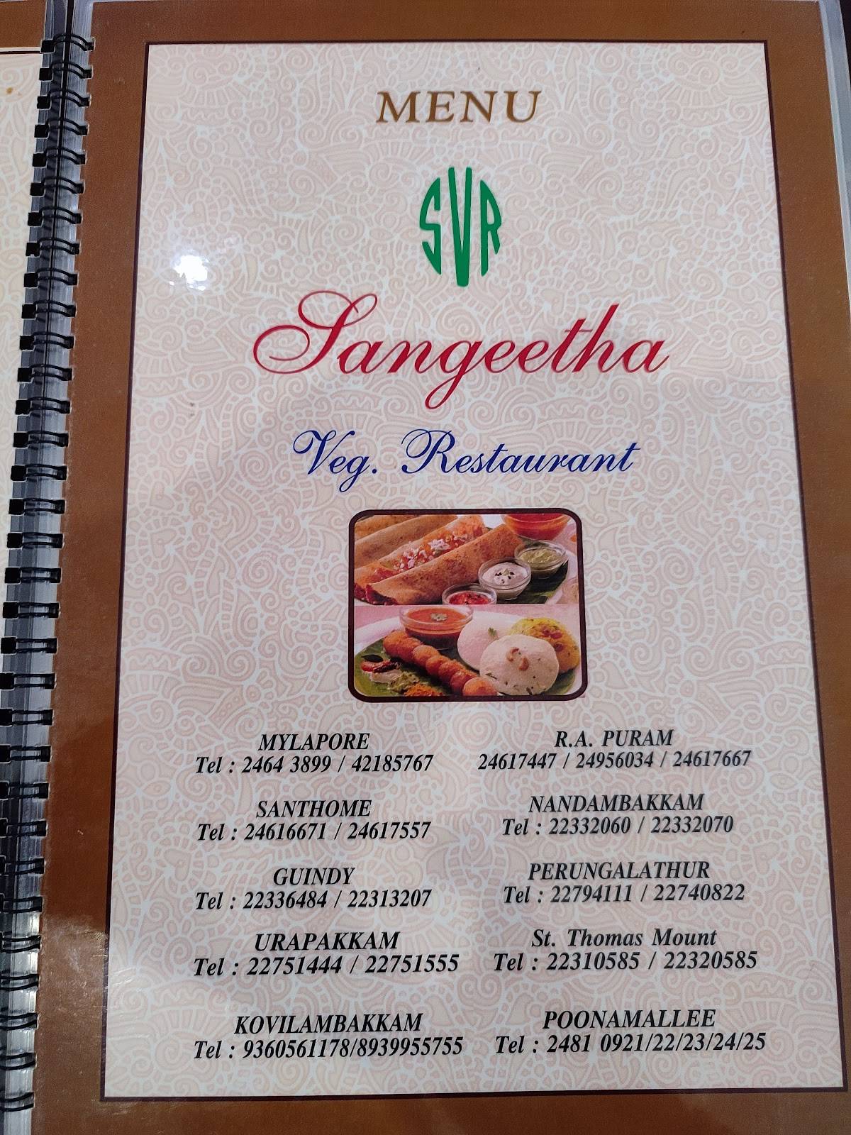 Menu at Sangeetha Veg Restaurant urapakkam, Chennai, No: 16&17
