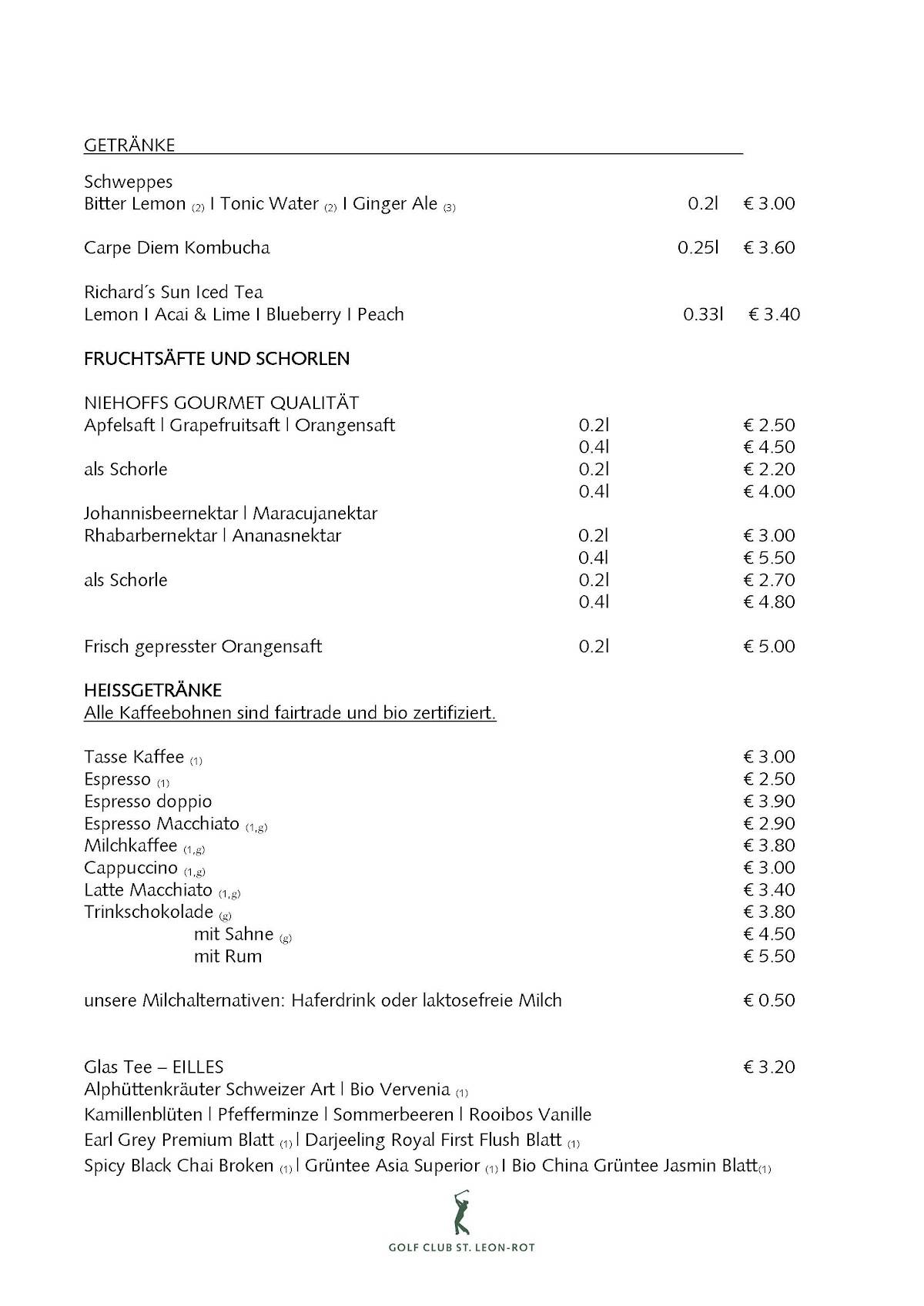 Speisekarte von Restaurant ACE, Sankt Leon-Rot