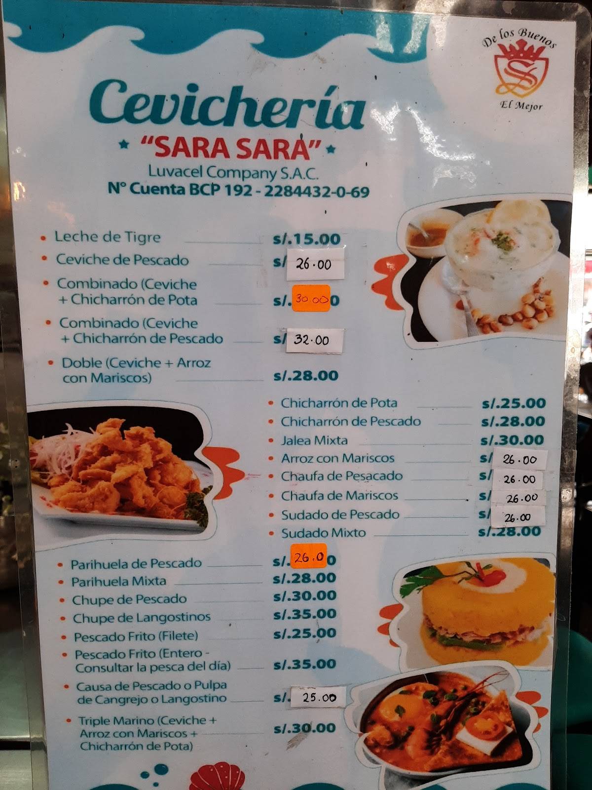 Menu at Sara Sara Minka restaurant, Callao District, Av. Argentina 3093