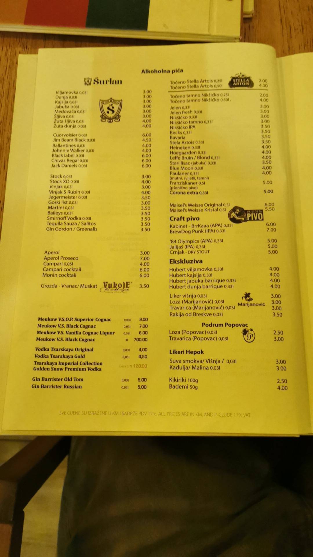 Menu at Caffe Restaurant SOHO, Lukavica