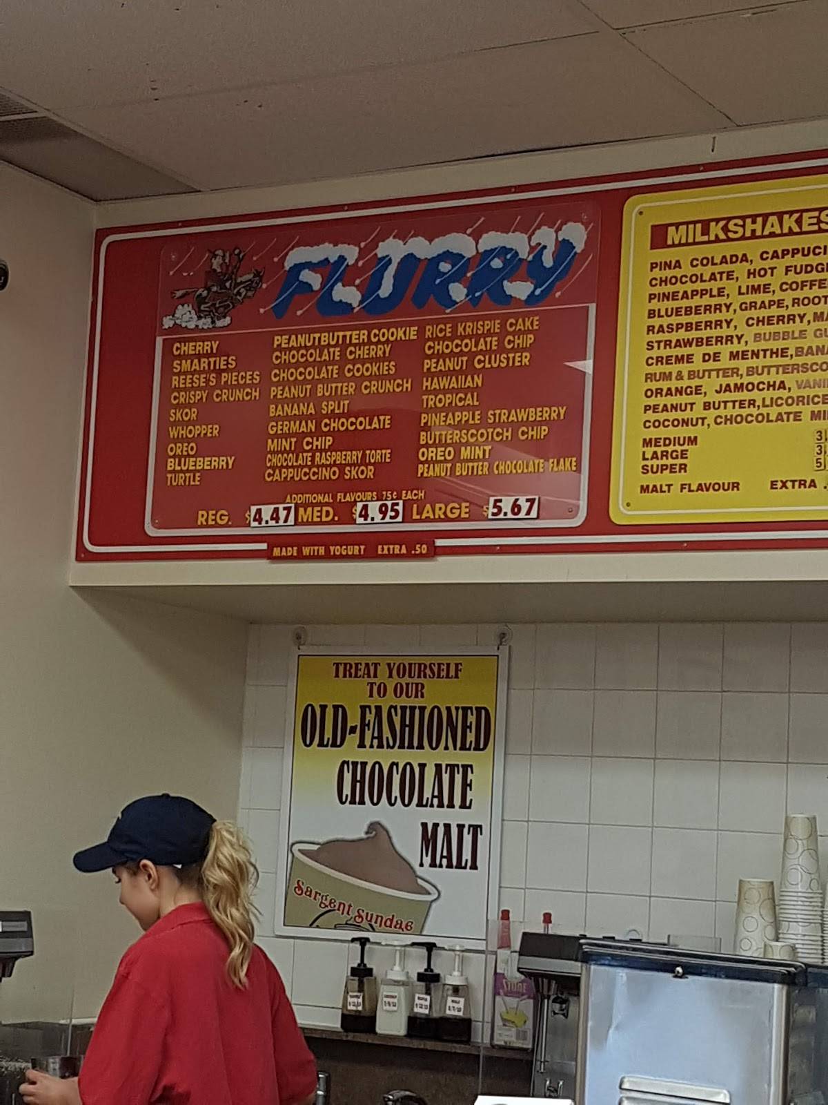 Menu at Sargent Sundae cafe, Winnipeg