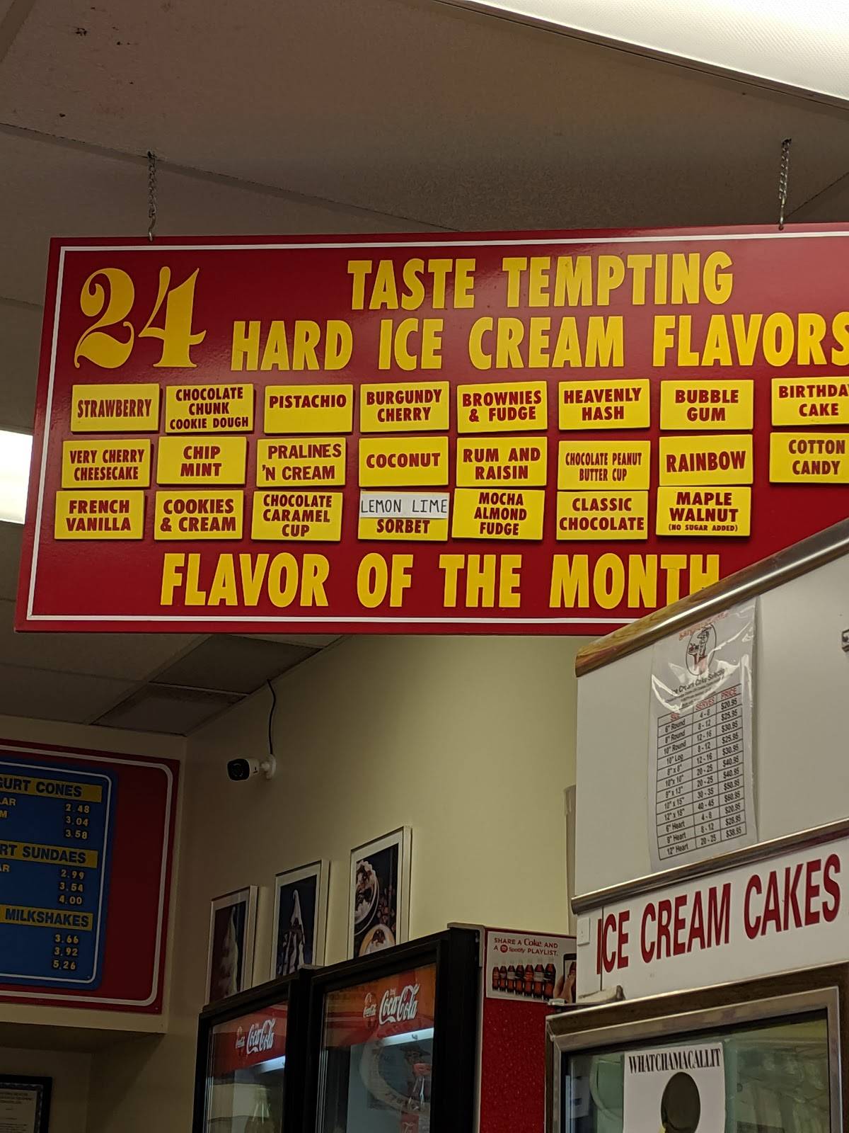 Menu at Sargent Sundae cafe, Winnipeg