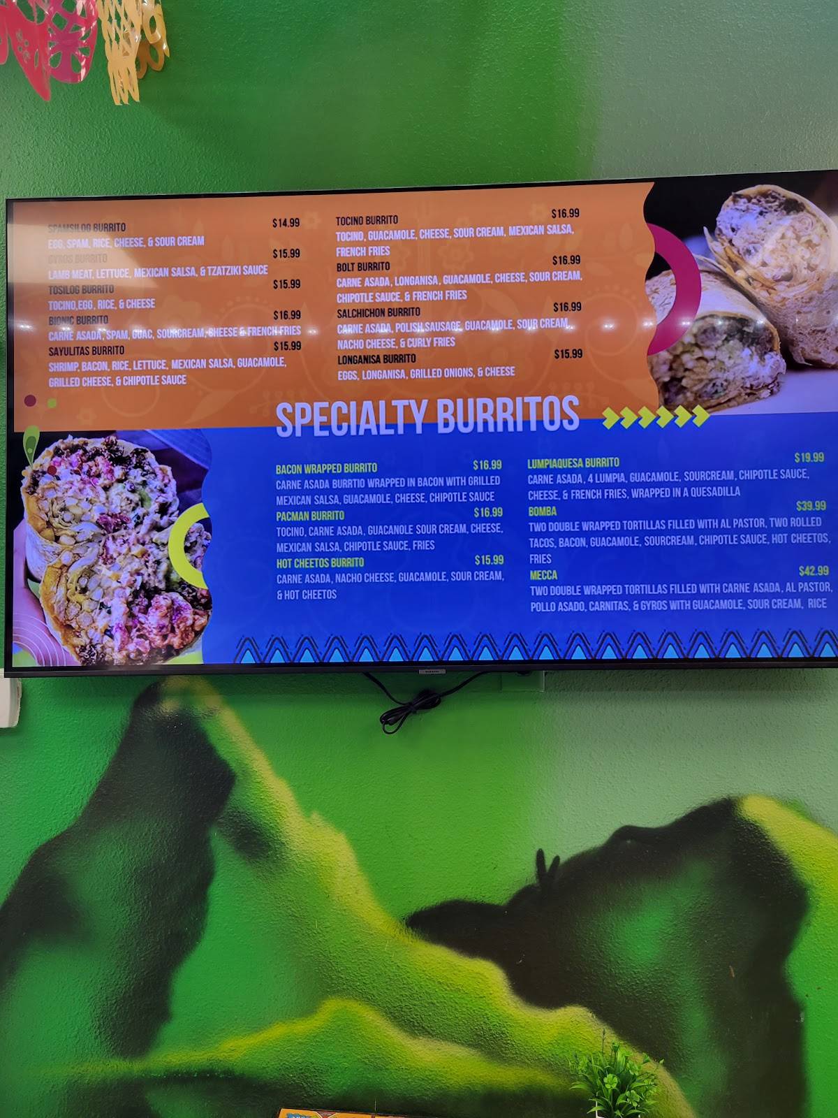 Menu at Sayulitas restaurant, Las Vegas