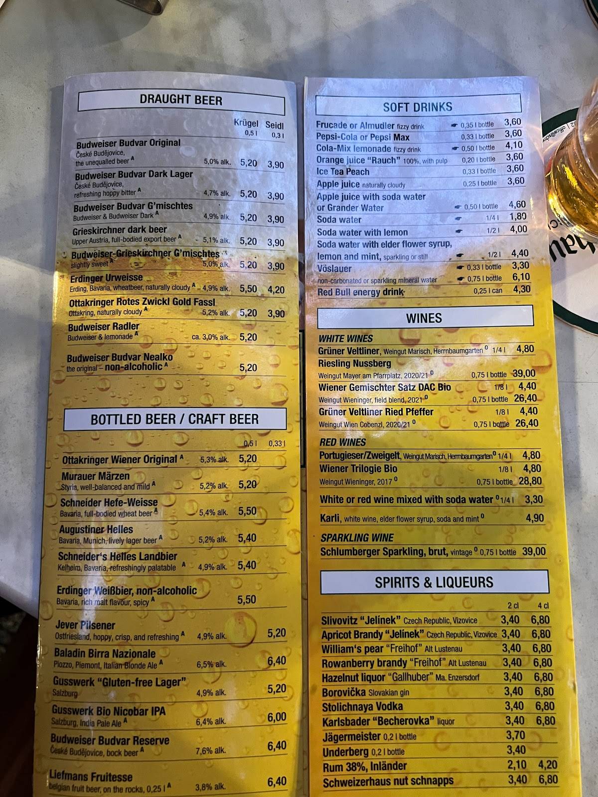 Speisekarte von Schweizerhaus pub & Bar, Wien