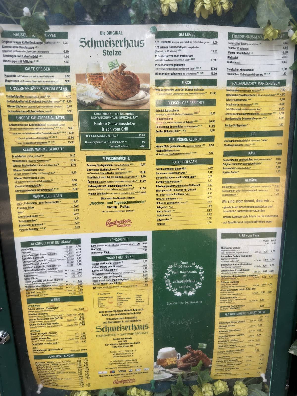 Speisekarte von Schweizerhaus pub & Bar, Wien
