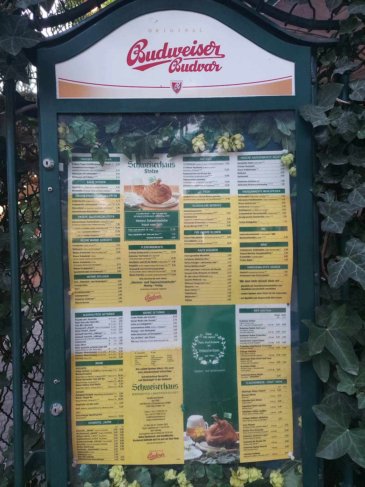 Speisekarte von Schweizerhaus pub & Bar, Wien