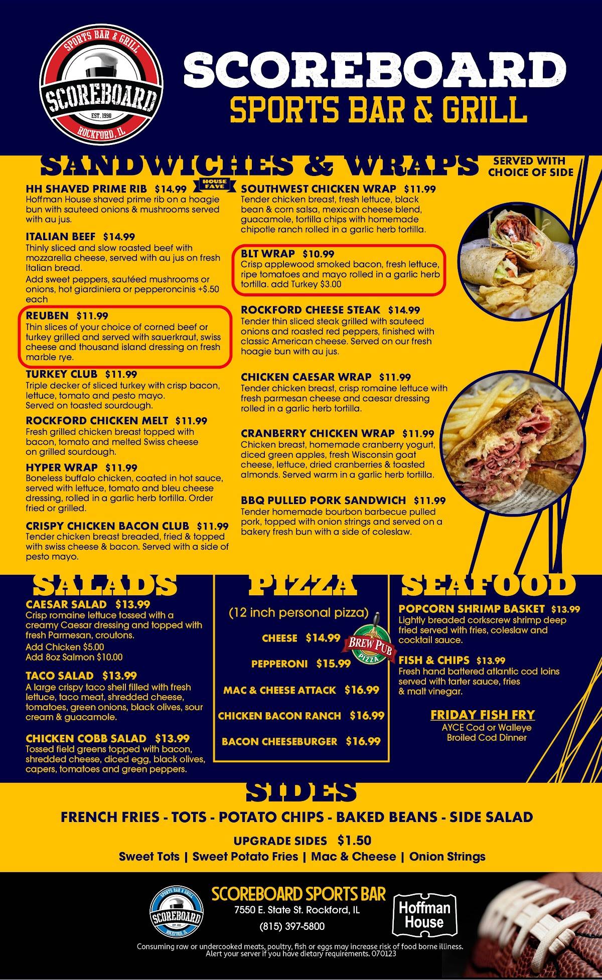 Menu at Scoreboard Sports Bar & Events by Hoffman House, Rockford