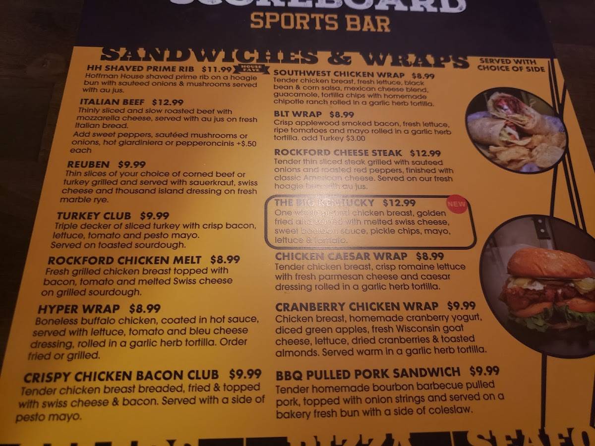 Menu at Scoreboard Sports Bar & Events by Hoffman House, Rockford