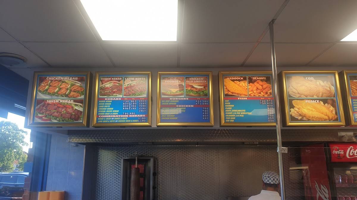 Menu at Sea World fast food, Welwyn Garden City