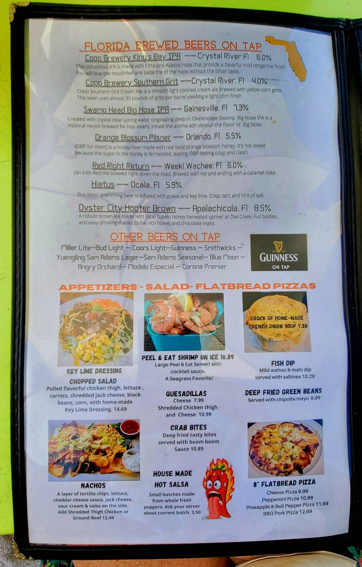 Menu at Seagrass Waterfront pub & bar, Homosassa
