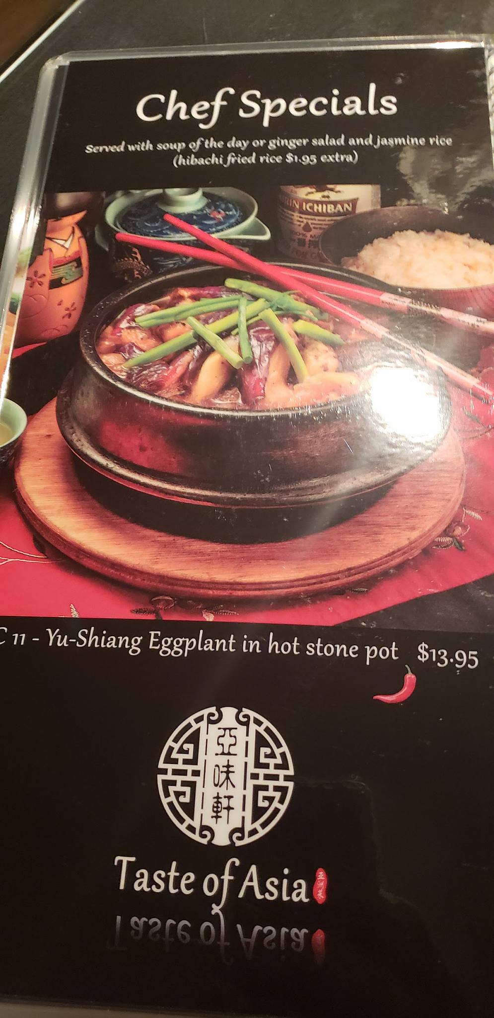 Menu at Taste of Asia pub & bar, Sebastian