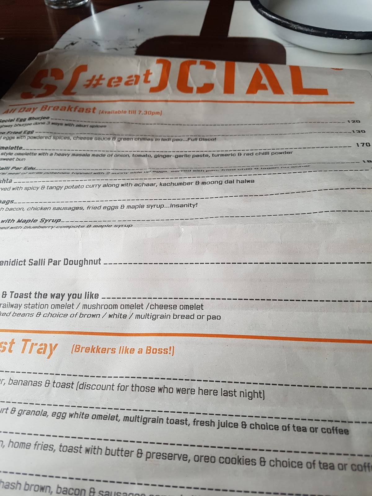 Menu at Sector 7 Social, Chandigarh